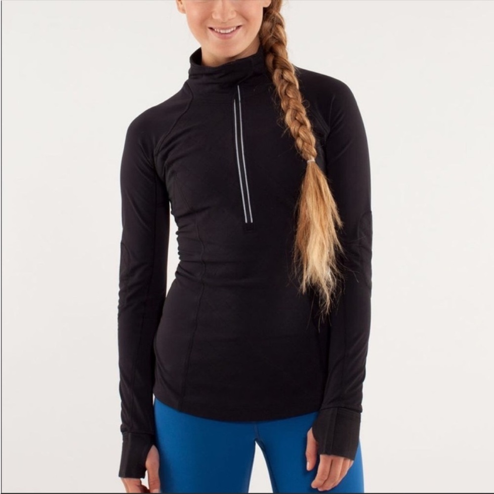 Lululemon Run Toasty Tech Black 1/2 Zip Pullover - Gem